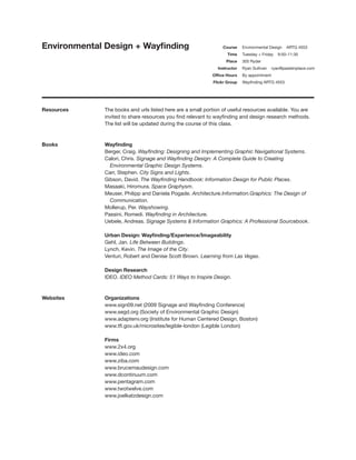 Wayfinding Syllabus 2010 | PDF | Homework and Study | Education