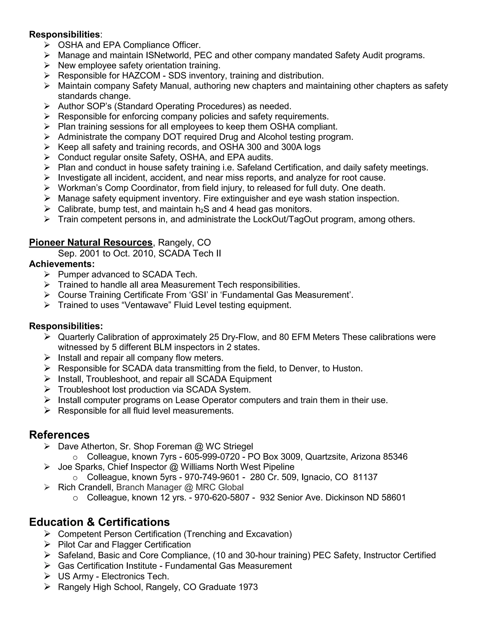 Wayne nickson, HSE Resume | PDF
