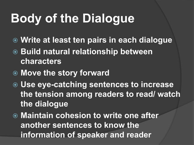 Ways for writing dialogue | PPTX