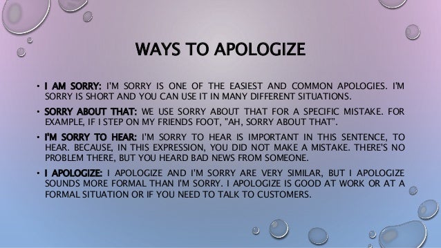 Ways to apologize and give explanation | PPTX