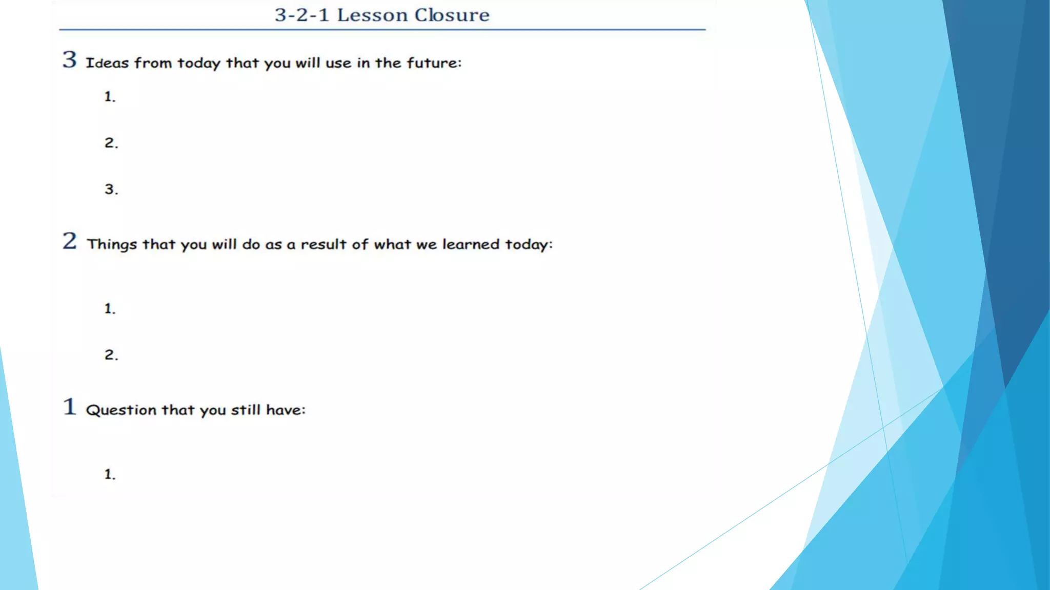 Ways to end the lesson | PPTX