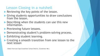 Ways to end the lesson | PPTX