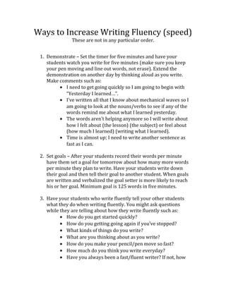 Ways to increase writing fluency | DOC | Freelance Writing | Content ...
