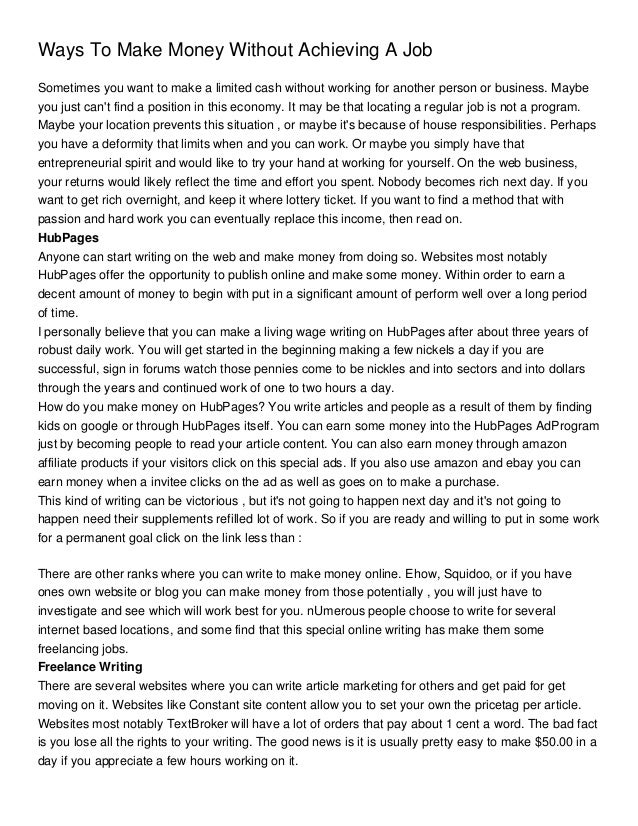 Ways To Make Money Without Achieving A Job ways-to-make-money-without-achieving-a-job