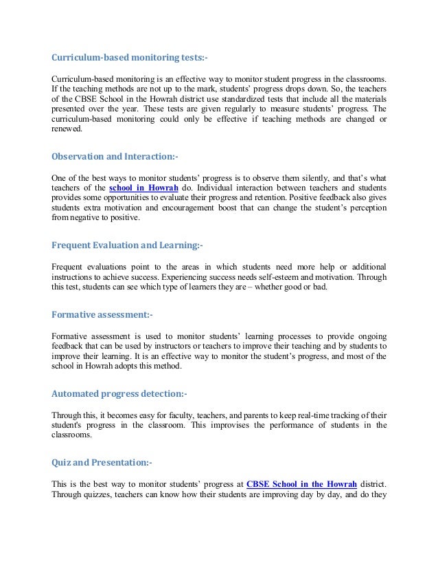 Ways to Monitor Student's Progress at CBSE School | PDF