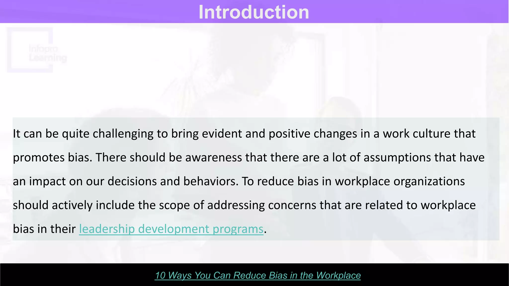 Ways to Reduce Bias in the Workplace | PPTX