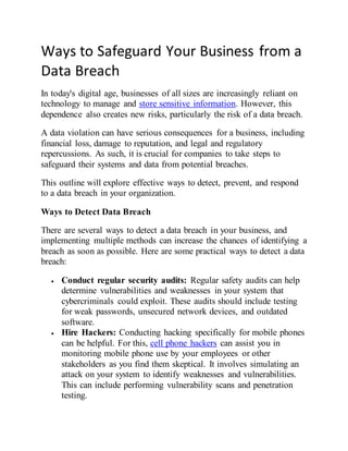Ways to Safeguard Your Business from a Data Breach | PDF | Information ...