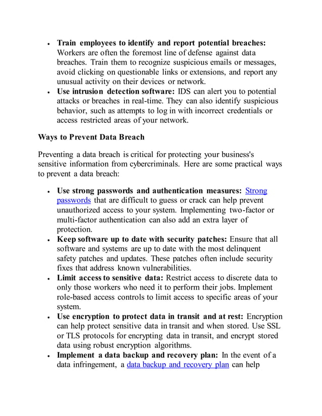 Ways to Safeguard Your Business from a Data Breach | PDF