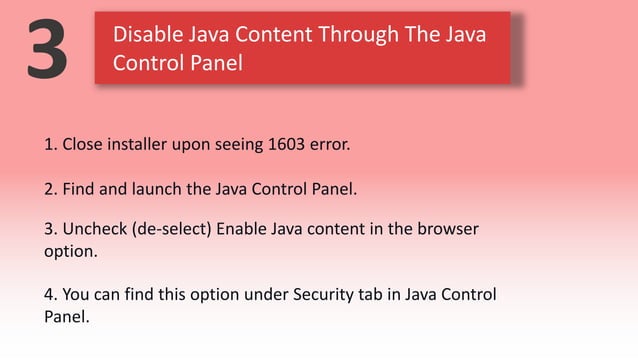 3 Steps To Solve Java Error Code 1603 Ppt 5516