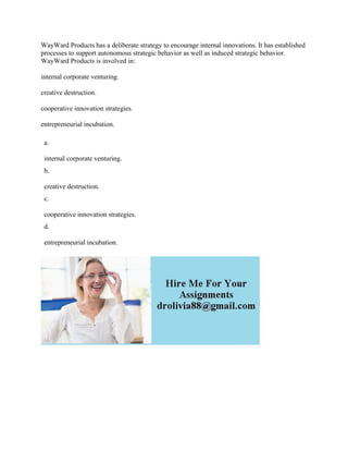 WayWard Products has a deliberate strategy to encourage internal innov ...