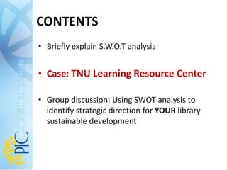 Library SWOT analysis - Case: Thai Nguyen University Learning Resource ...