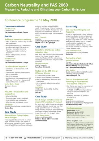 BSI Carbon Neutrality & PAS 2060 Conference & Workshop | PDF