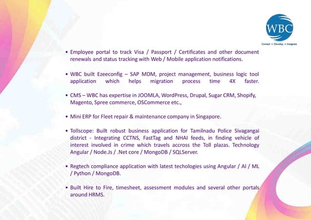 Wbc profile-Software Business Company | WBC Software Lab | Karaikudi | PPT