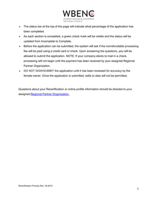 WBENC recertification process | PDF