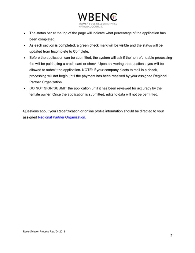 WBENC recertification process | PDF