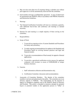 WBENC Standards and Procedures | PDF