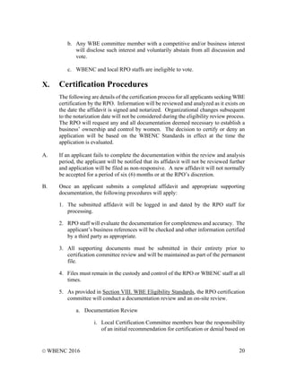 WBENC Standards and Procedures | PDF