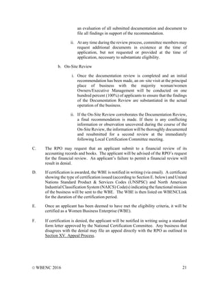 WBENC Standards and Procedures | PDF