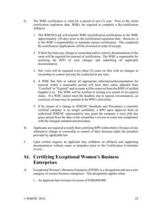 WBENC Standards and Procedures | PDF