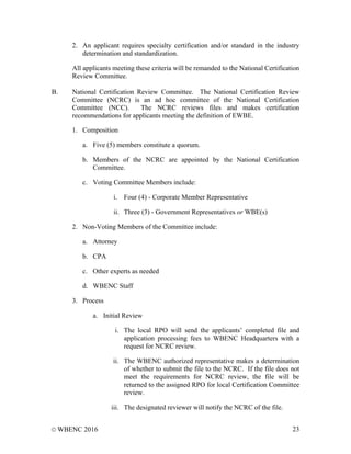 WBENC Standards and Procedures | PDF
