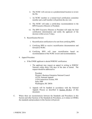 WBENC Standards and Procedures | PDF