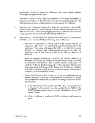 WBENC Standards and Procedures | PDF