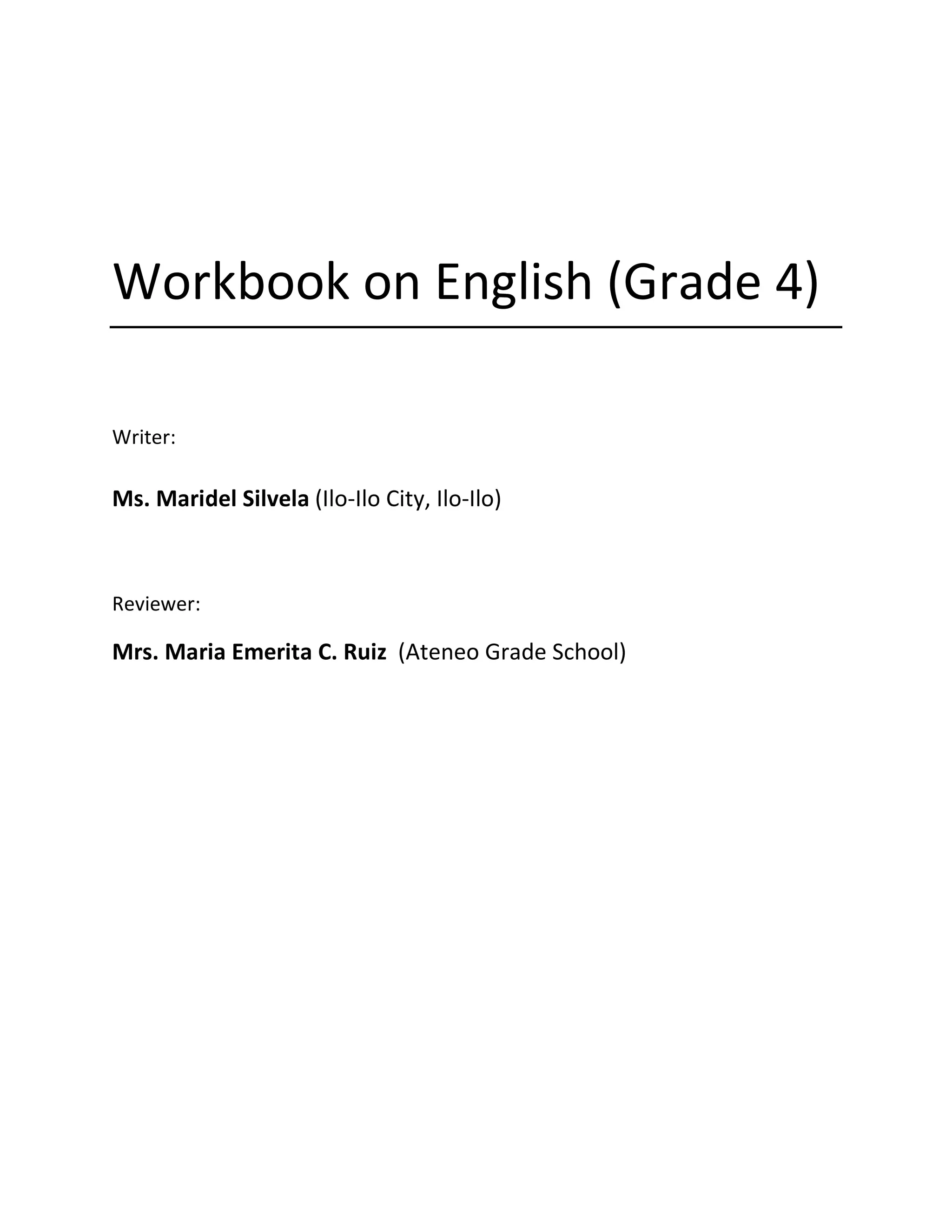 WORKBOOK ENGLISH GRADE 4 | PDF