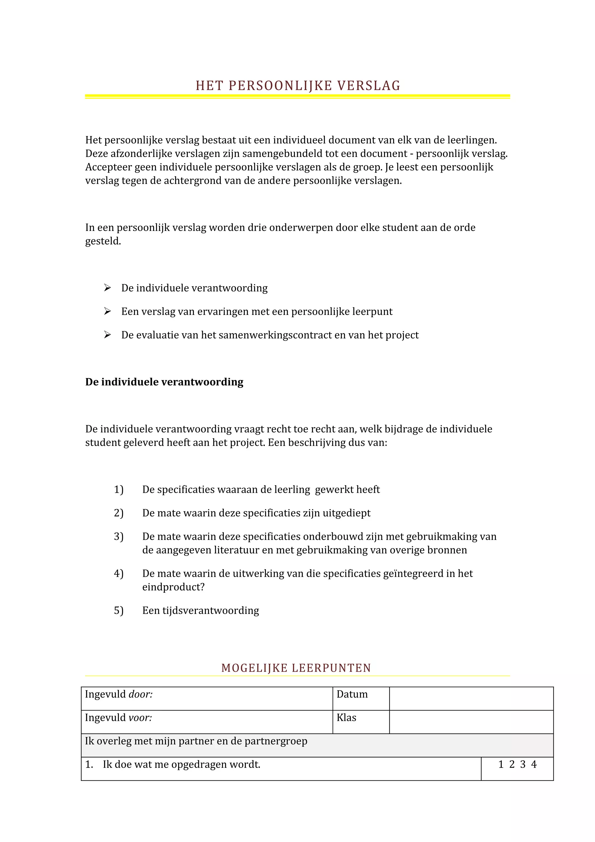 Beoordeling formulier project | DOC