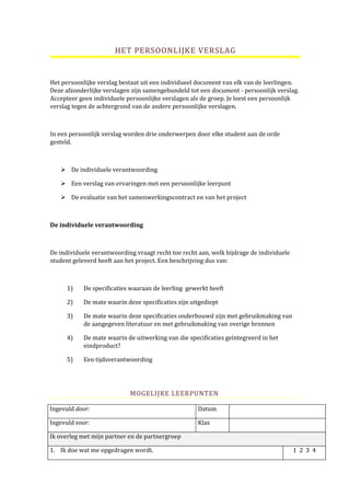 Beoordeling formulier project | DOC | Educational Assessment | Education