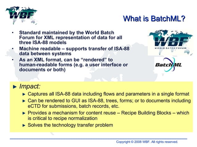 Process Definition Management using ISA-88 and BatchML | PPT
