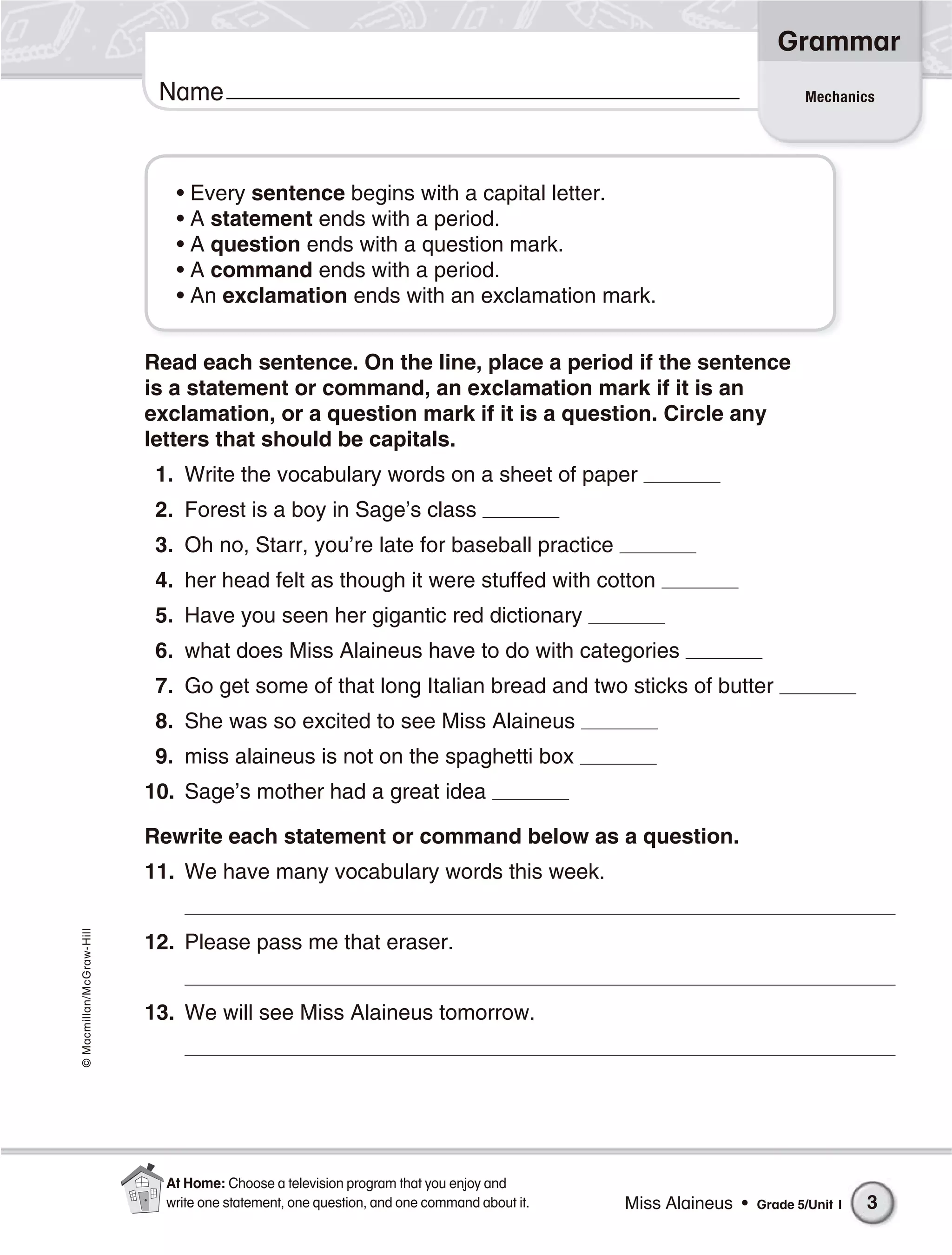 WORKBOOK ENGLISH GRADE 5 | PDF