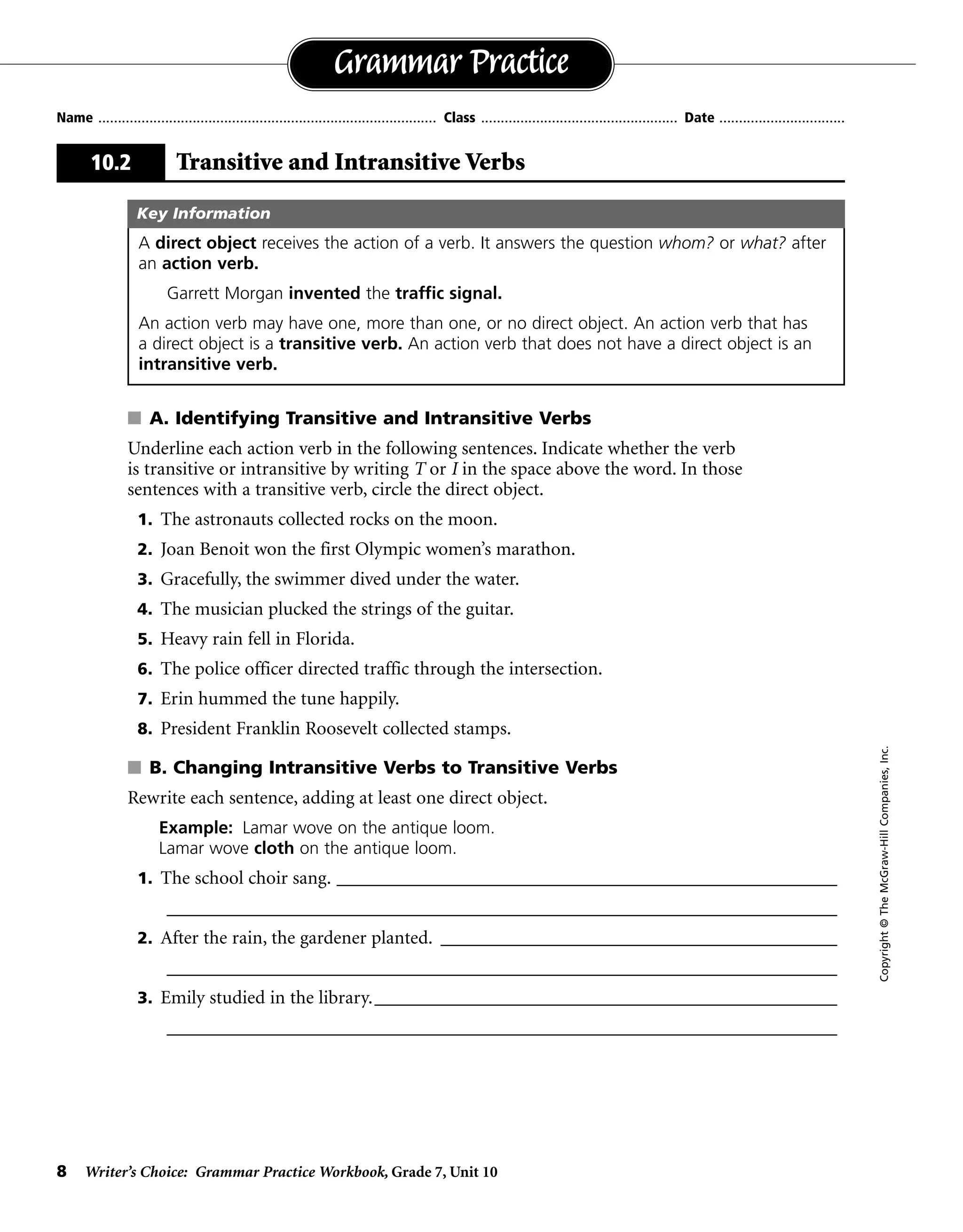 WORK BOOK IN ENGLISH grammar 7 | PDF