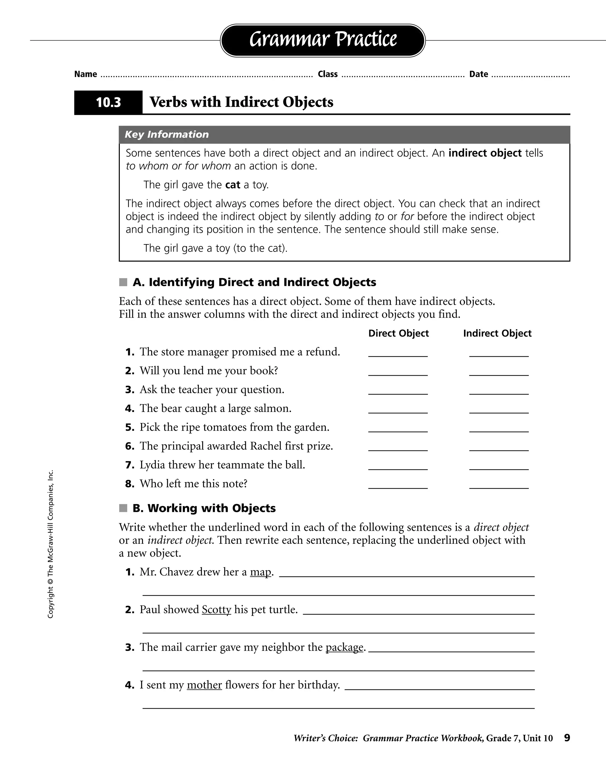 WORK BOOK IN ENGLISH grammar 7 | PDF