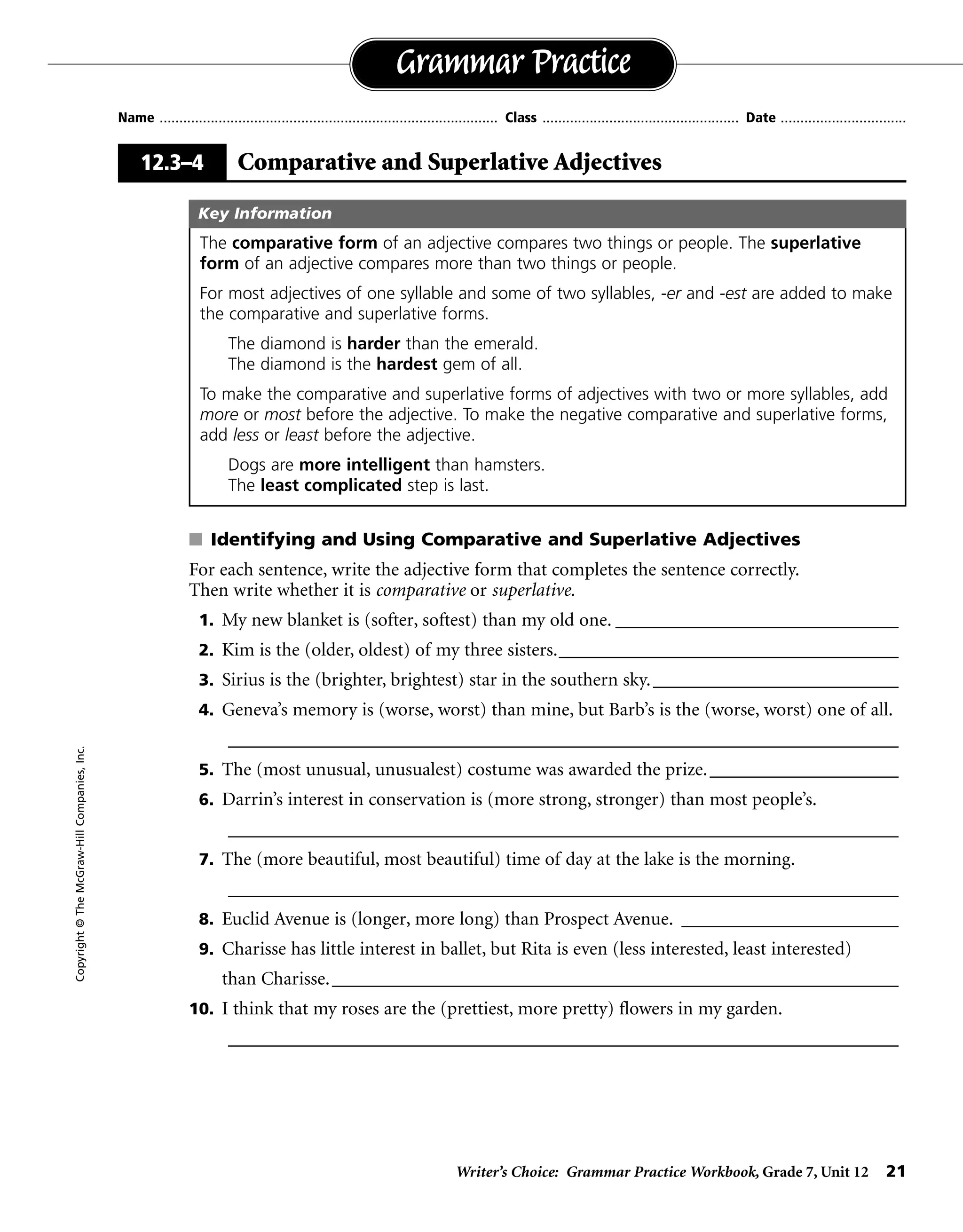 WORK BOOK IN ENGLISH grammar 7 | PDF