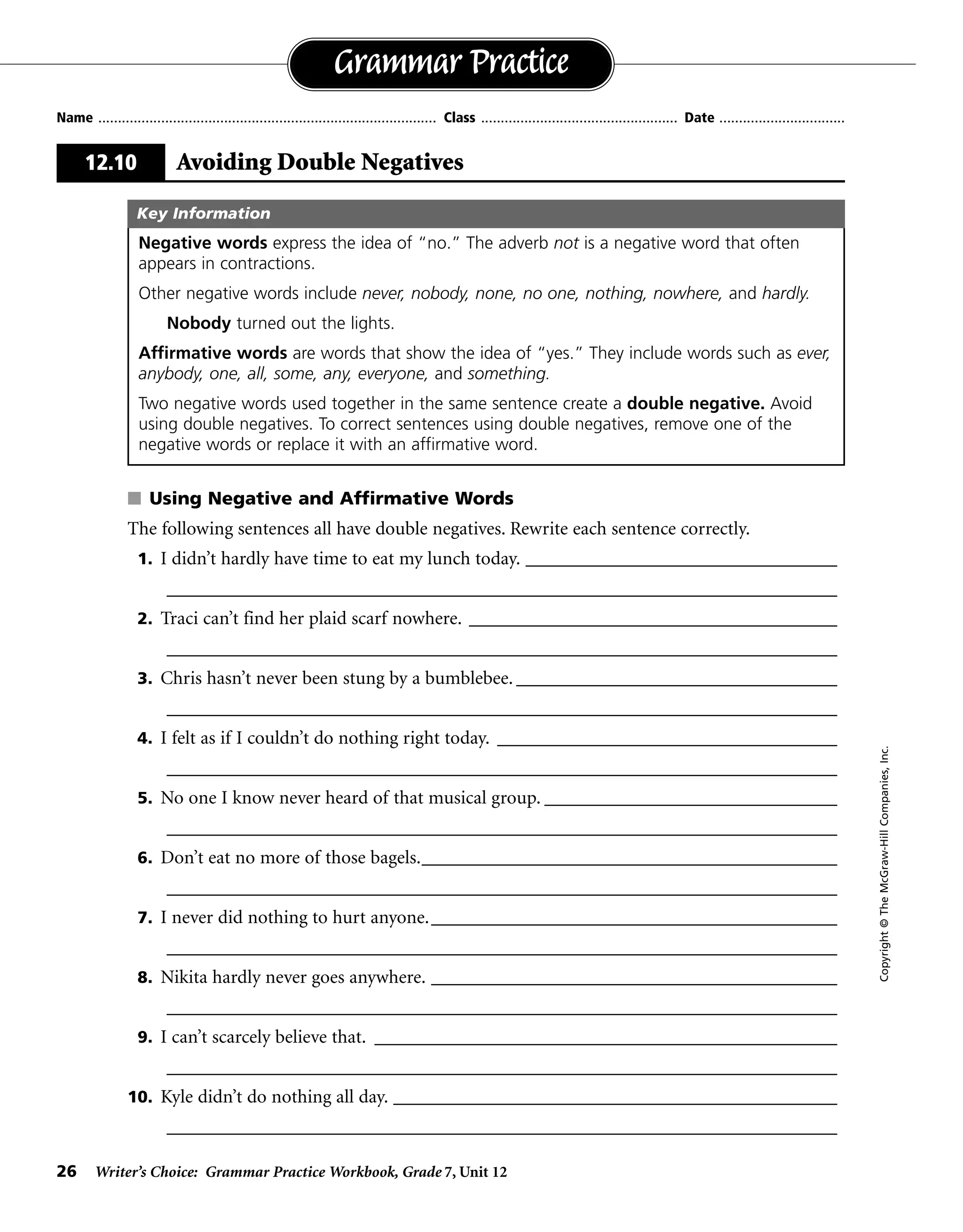 WORK BOOK IN ENGLISH grammar 7 | PDF