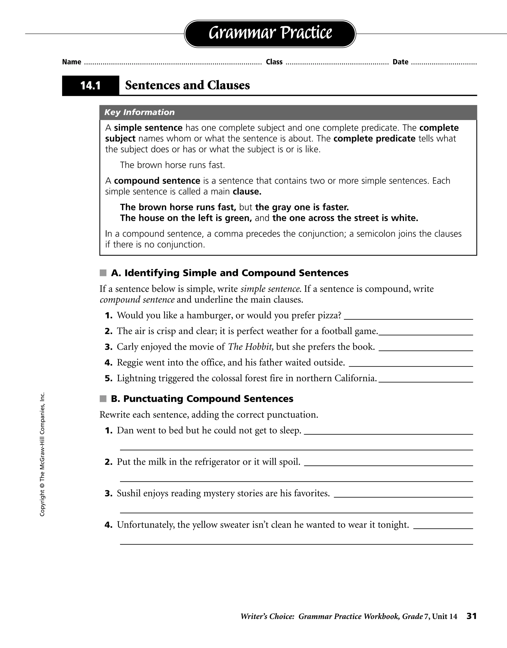 WORK BOOK IN ENGLISH grammar 7 | PDF