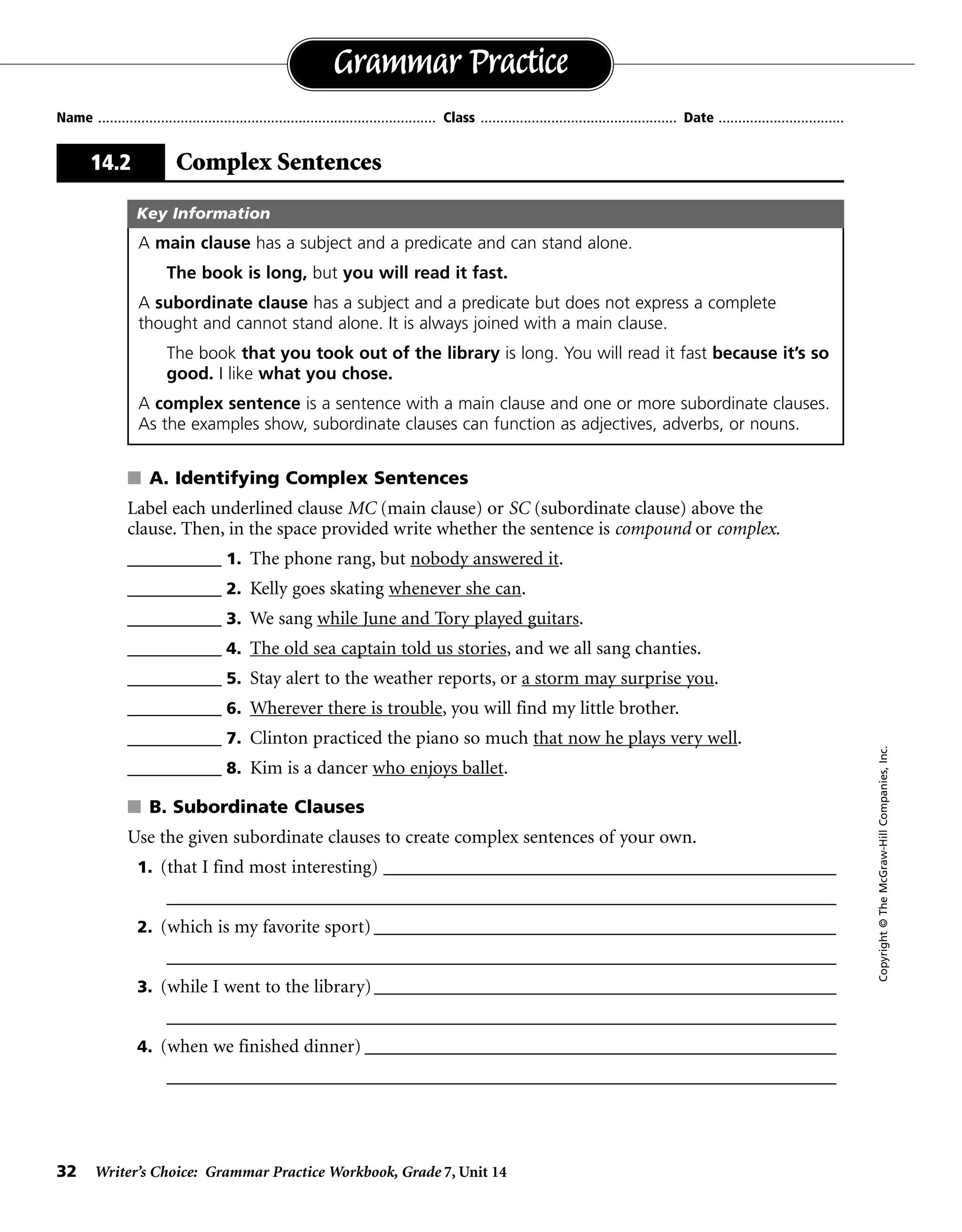 WORK BOOK IN ENGLISH grammar 7 | PDF