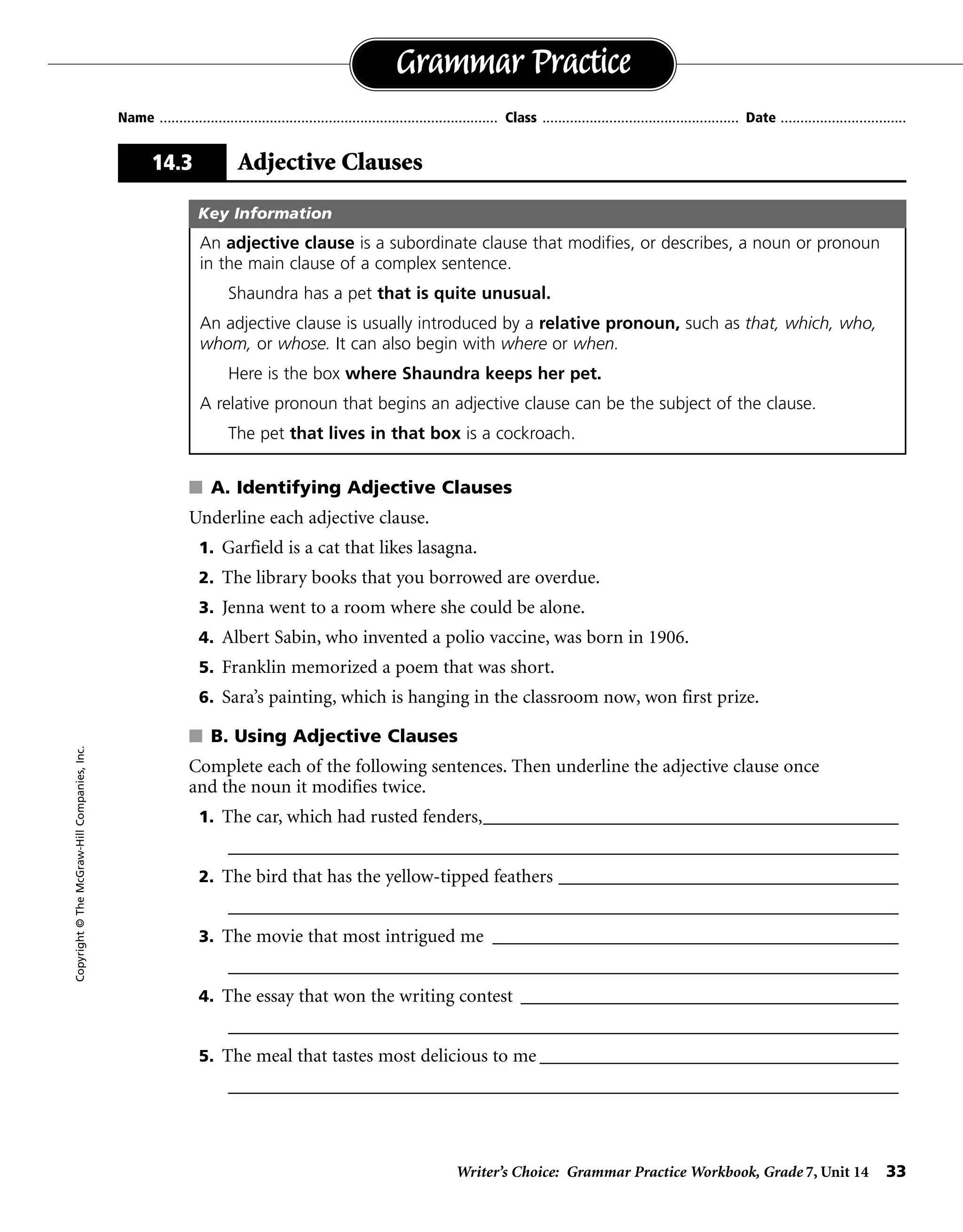 WORK BOOK IN ENGLISH grammar 7 | PDF