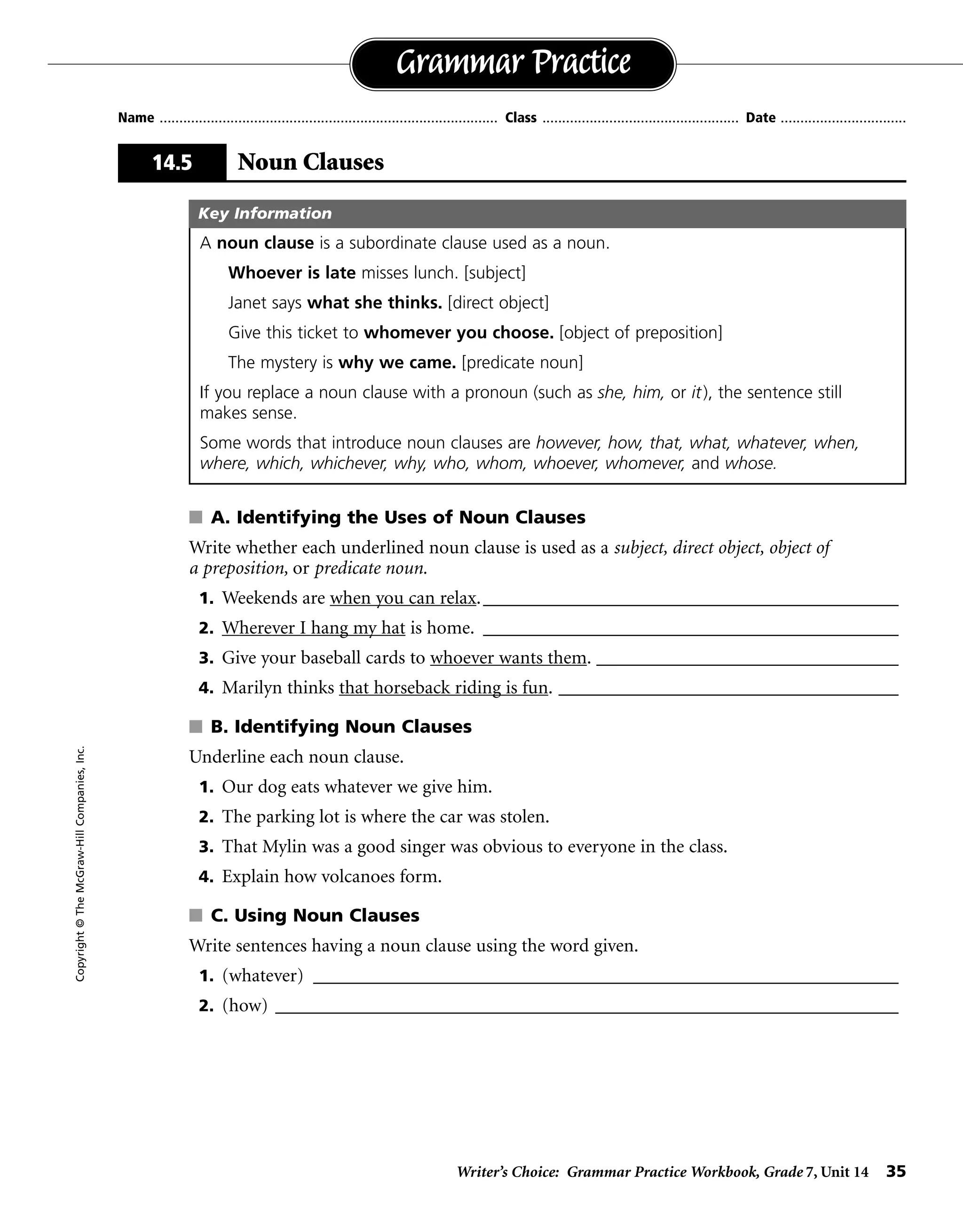 WORK BOOK IN ENGLISH grammar 7 | PDF