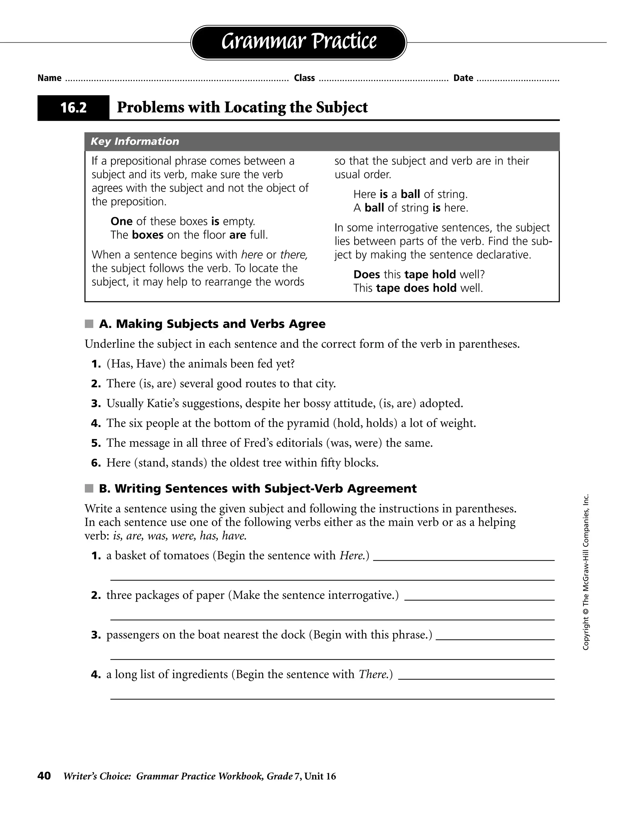 WORK BOOK IN ENGLISH grammar 7 | PDF