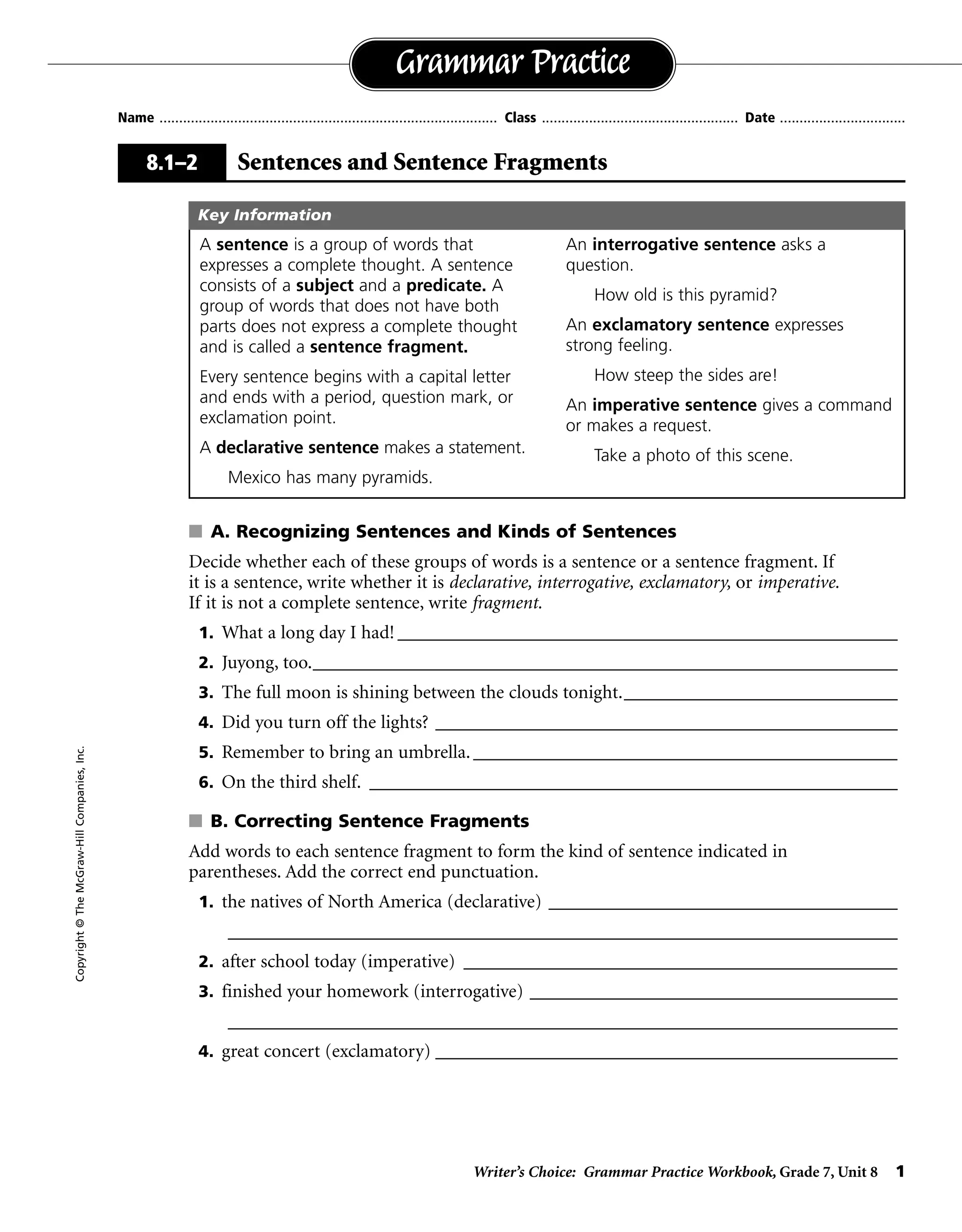 WORK BOOK IN ENGLISH grammar 7 | PDF