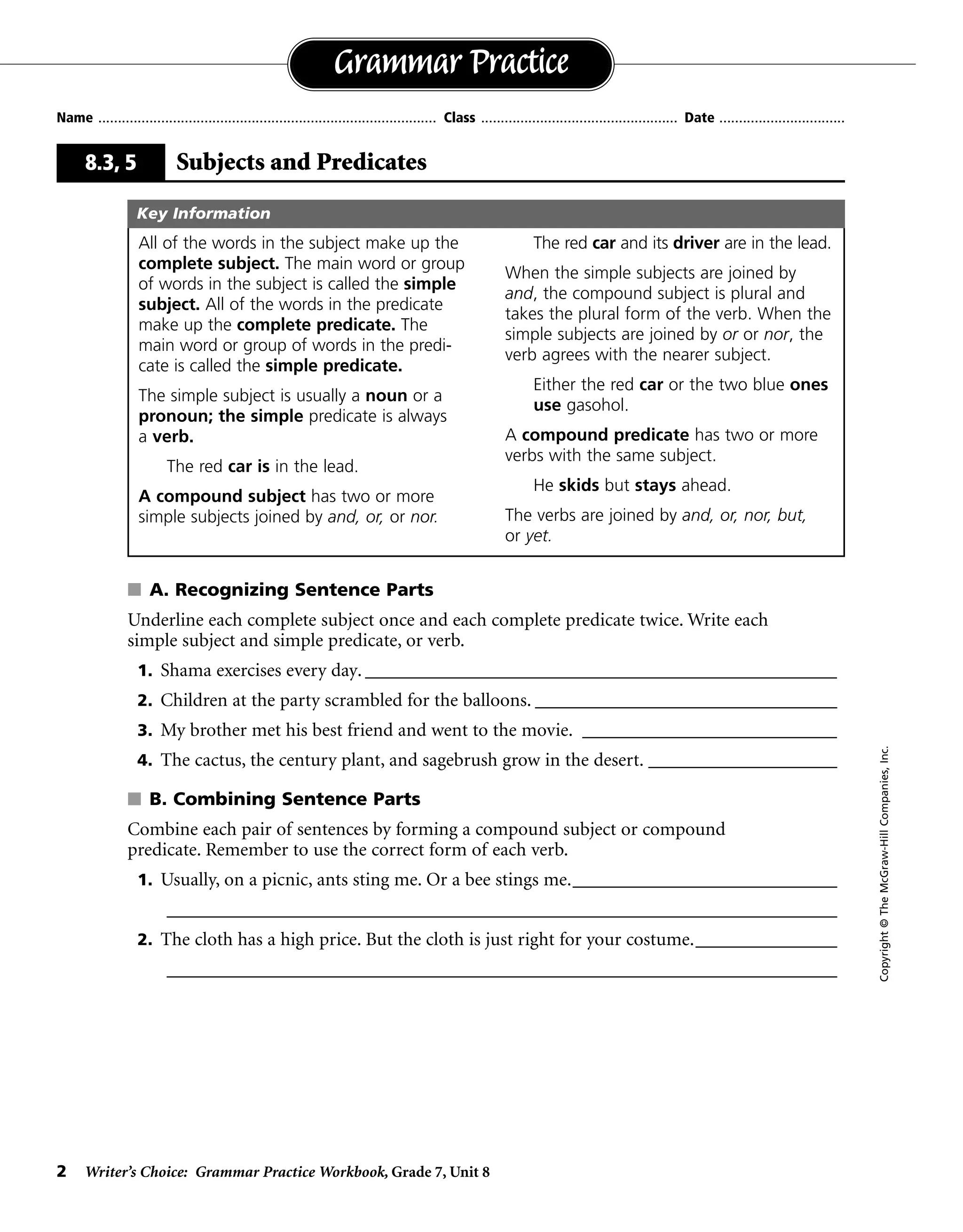 WORK BOOK IN ENGLISH grammar 7 | PDF