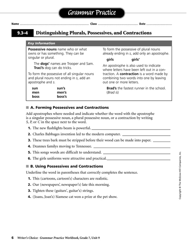 WORK BOOK IN ENGLISH grammar 7 | PDF