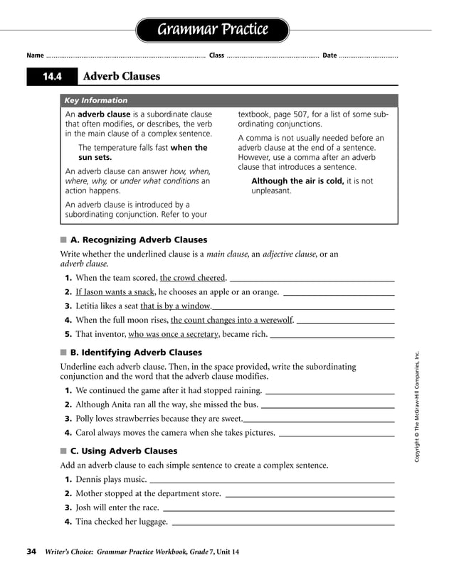 WORK BOOK IN ENGLISH grammar 7 | PDF