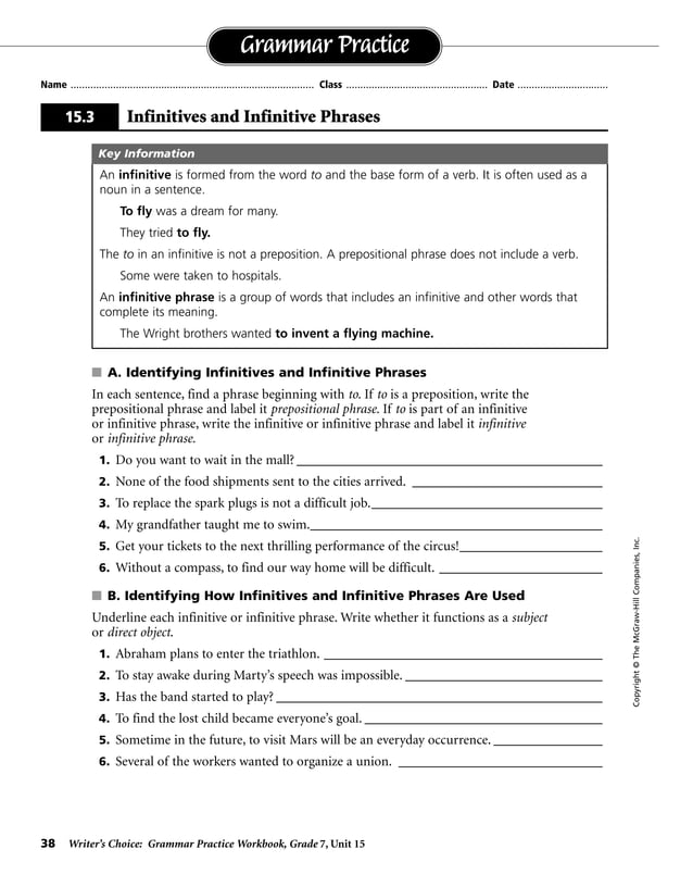 WORK BOOK IN ENGLISH grammar 7 | PDF