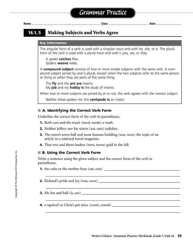 WORK BOOK IN ENGLISH grammar 7 | PDF