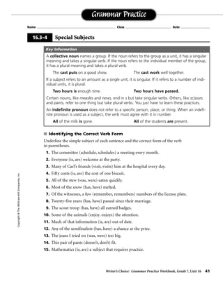 WORK BOOK IN ENGLISH grammar 7 | PDF