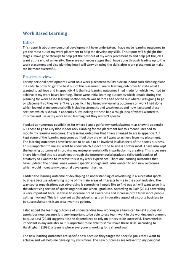 Work Based Learning | PDF