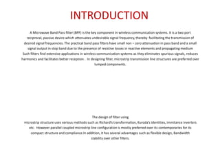 Microstrip Bandpass Filter Design using EDA Tolol such as keysight ADS ...
