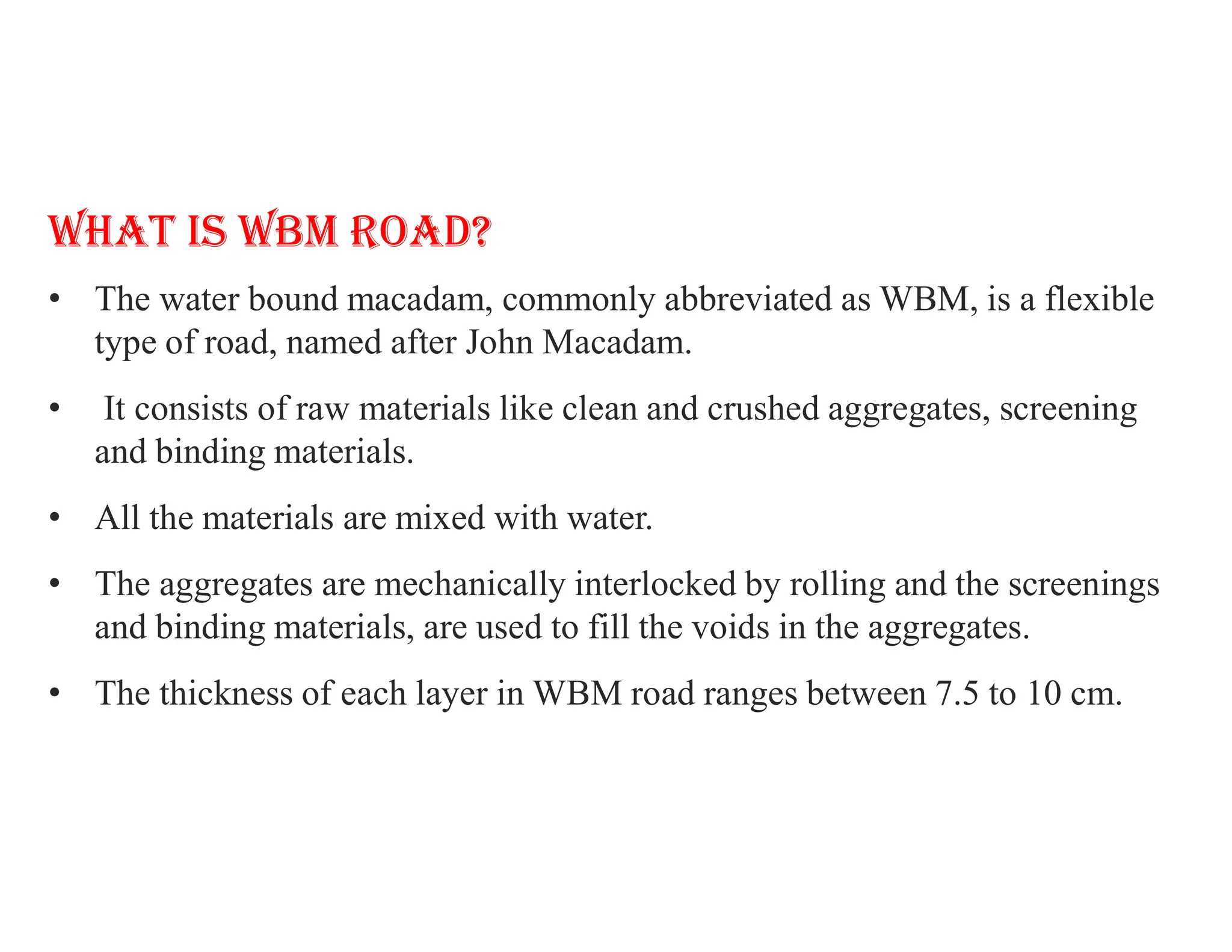 Construction of Water Bound Macadam (WBM) roads | PDF